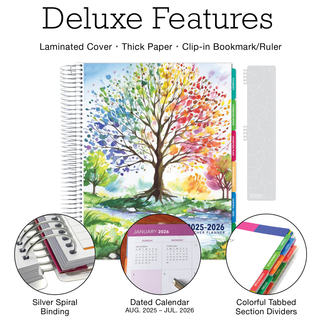 Deluxe Teacher AY 2025-2026 Planner - 8.5"x11" (Tree Seasons) - Elan ...
