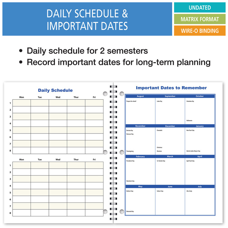 Student Academic Planner 8.5"x11" Weekly View (Undated) - NC-LSC5-LKG3 ...