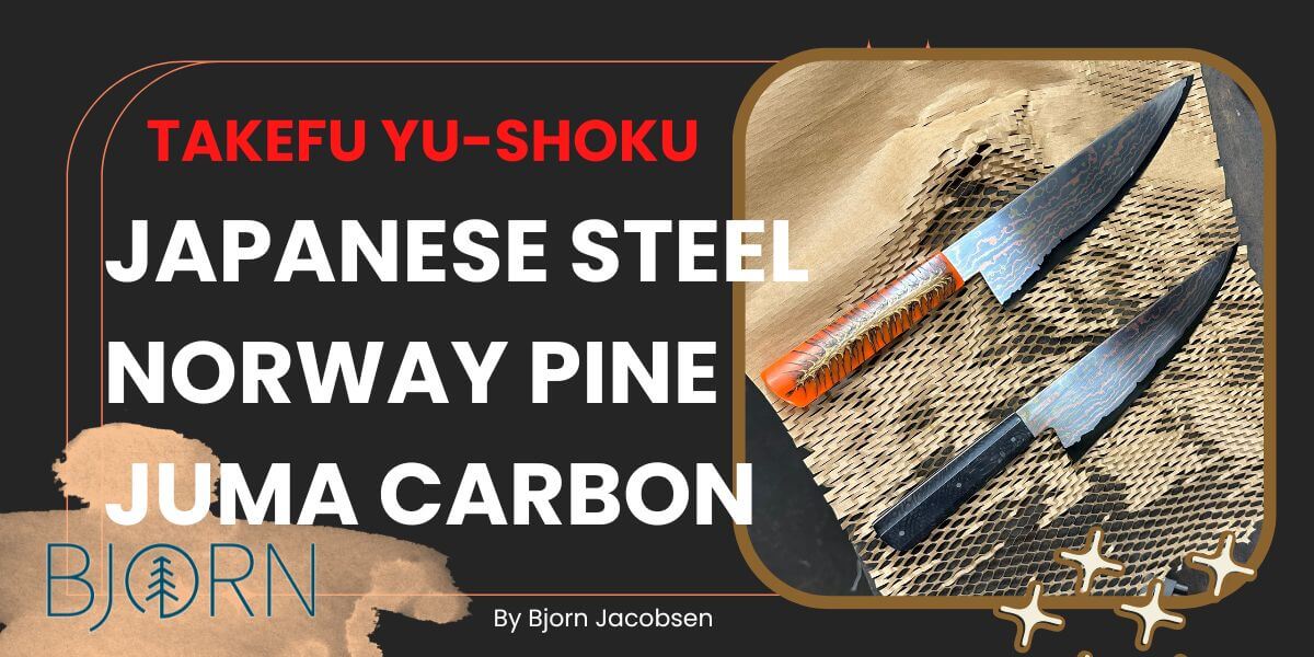 Takefu + Norway Pine Cone = Coffee Etched Chef Knife - Nordic Edge