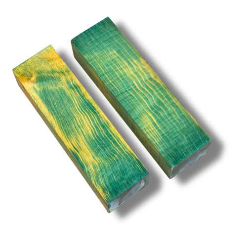 Stabilised Maple Wood Block – Green & Yellow (130 × 40 × 30 mm ...