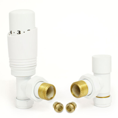 Cascade Modern Angled Thermostatic Radiator Valve (TRV) - White (10mm ...