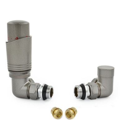 Cascade Modern Corner Thermostatic Radiator Valve (TRV) - Metallic Grey ...