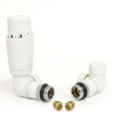 Cascade Modern Corner Thermostatic Radiator Valve (TRV) - White (10mm ...