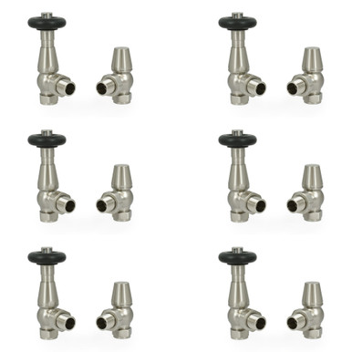 Jordan Thermostatic Radiator Valve - Brushed Satin Nickel (TRV) (x6 ...