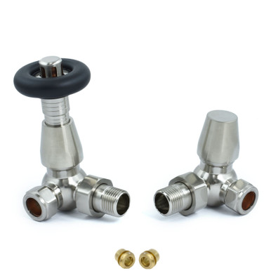 Jordan Thermostatic Radiator Valve - Corner - Brushed Satin Nickel (TRV ...