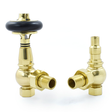 Morgan Thermostatic Radiator Valves - Polished Brass (Angled TRV) - Hot ...