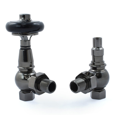 Morgan Thermostatic Radiator Valves - Black Nickel (Angled TRV) - Hot-Flow