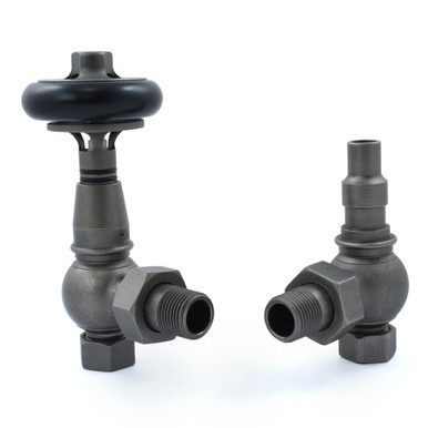 Morgan Thermostatic Radiator Valves - Metallic Grey (Angled TRV) - Hot-Flow