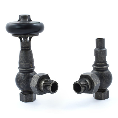 Morgan Thermostatic Radiator Valves - Pewter (Angled TRV) - Hot-Flow