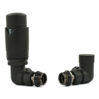 Marella Corner TRV Satin Black Wheelhead and Lockshield - Hot-Flow