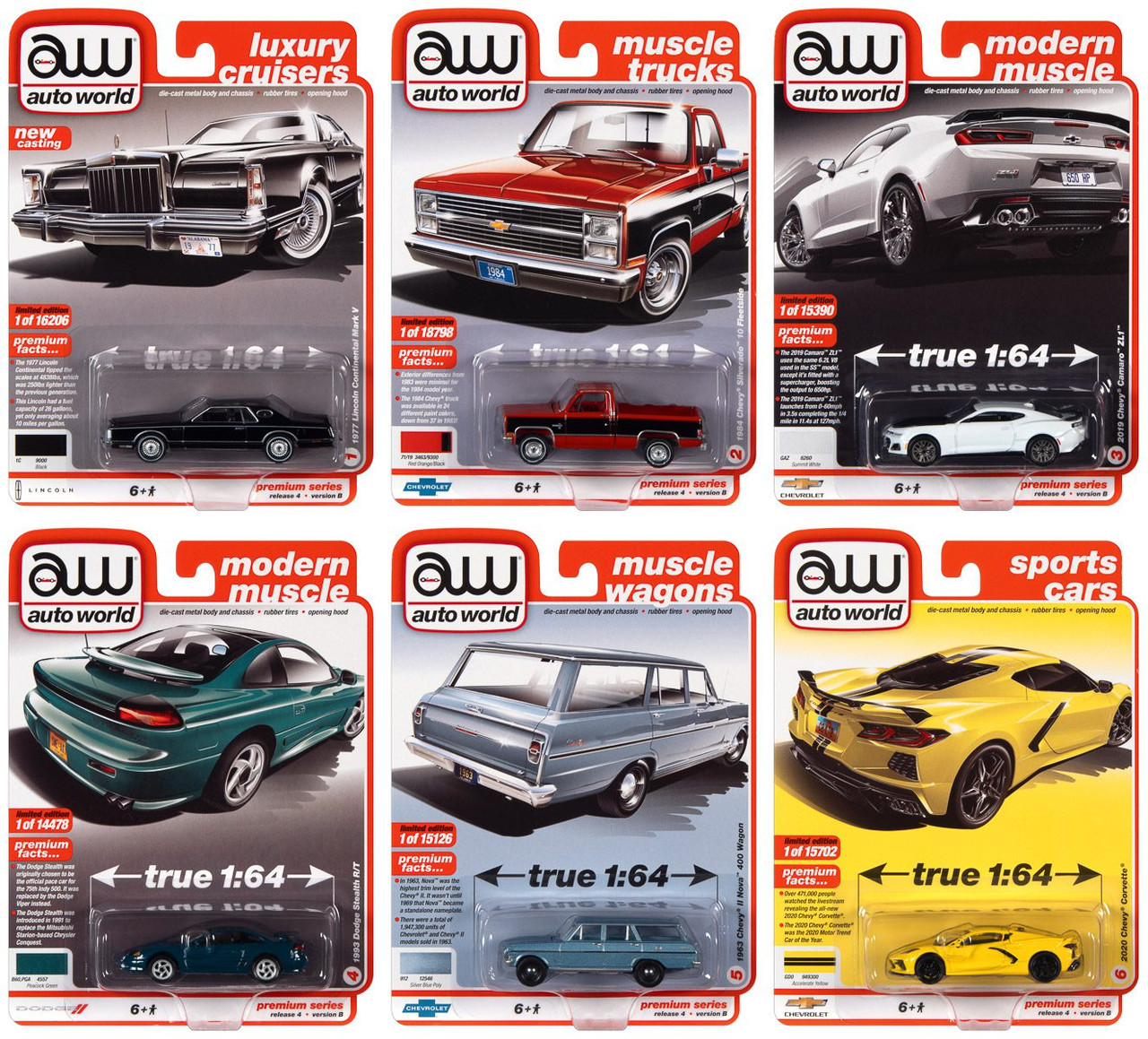 Autoworld set muscle cars AW64332
