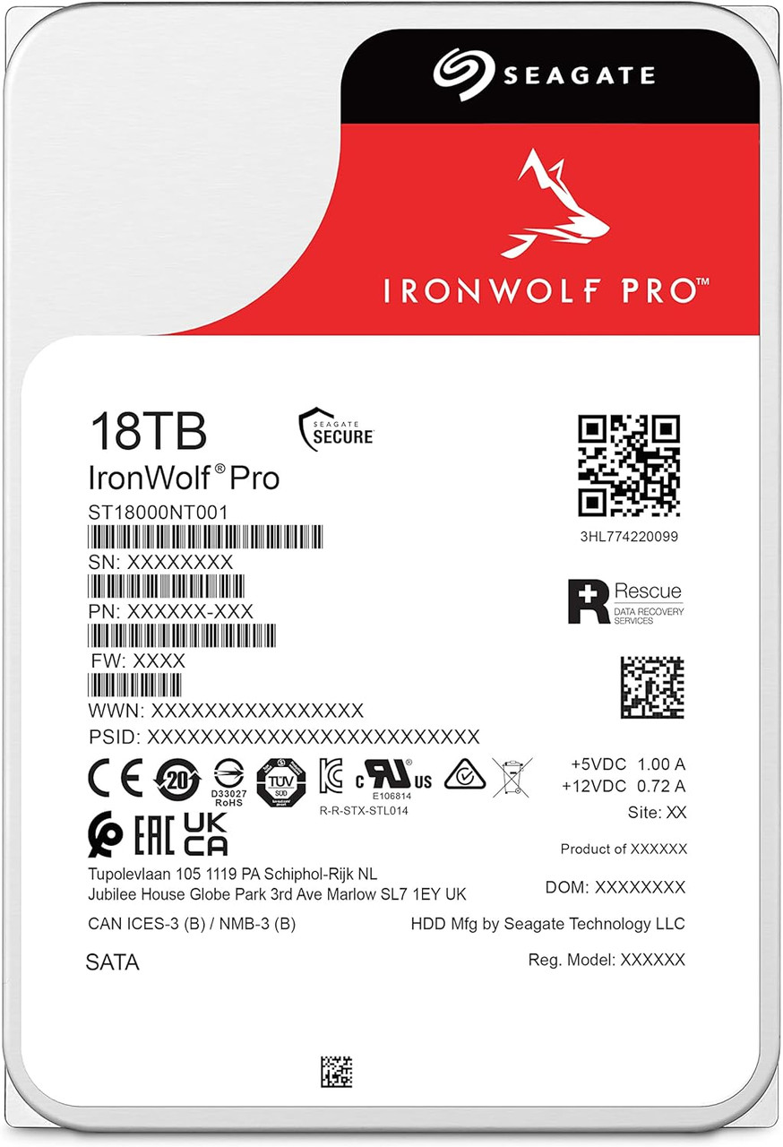 Seagate IronWolf Pro 18TB 7200rpm SATA III 3.5" Internal NAS HDD ...