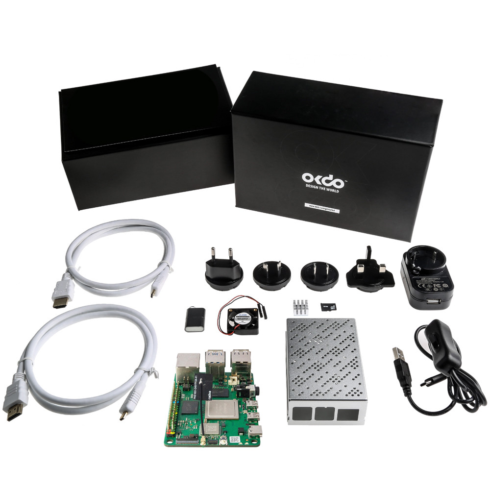 OKdo ROCK 4 Model C+ 4GB Single Board Computer Starter Kit with PSU ...