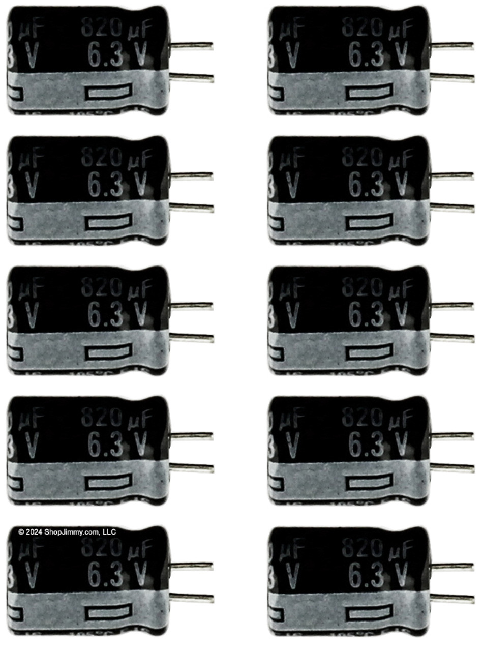 Lot of 10 6.3UT820 820uf @ 6.3V Hi Temp Radial Capacitor