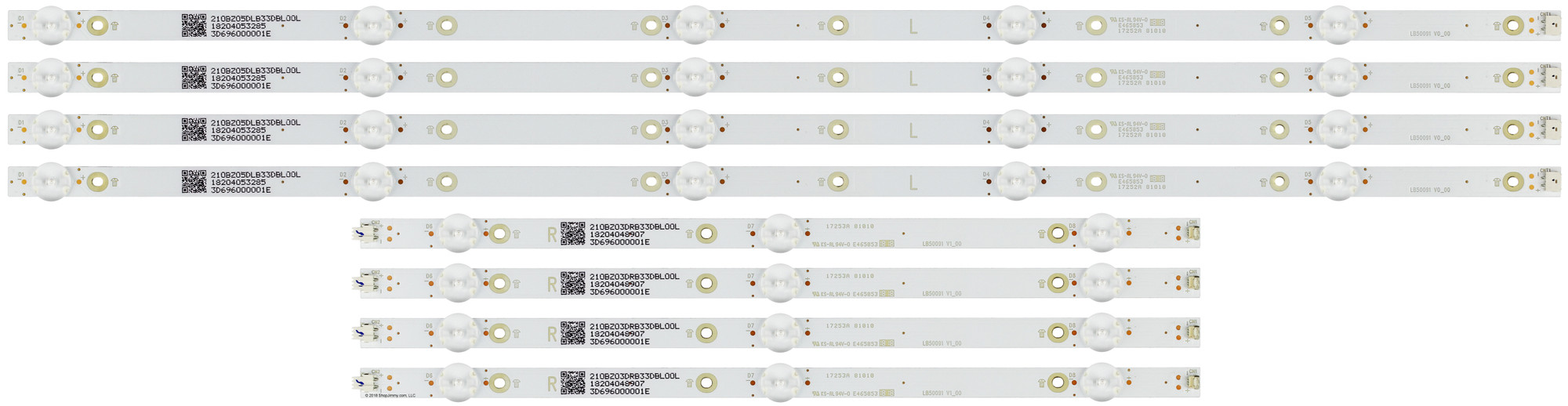 Sharp Insignia LB50091 LED Backlight Strips (8) NS-50DF710NA19 LC ...