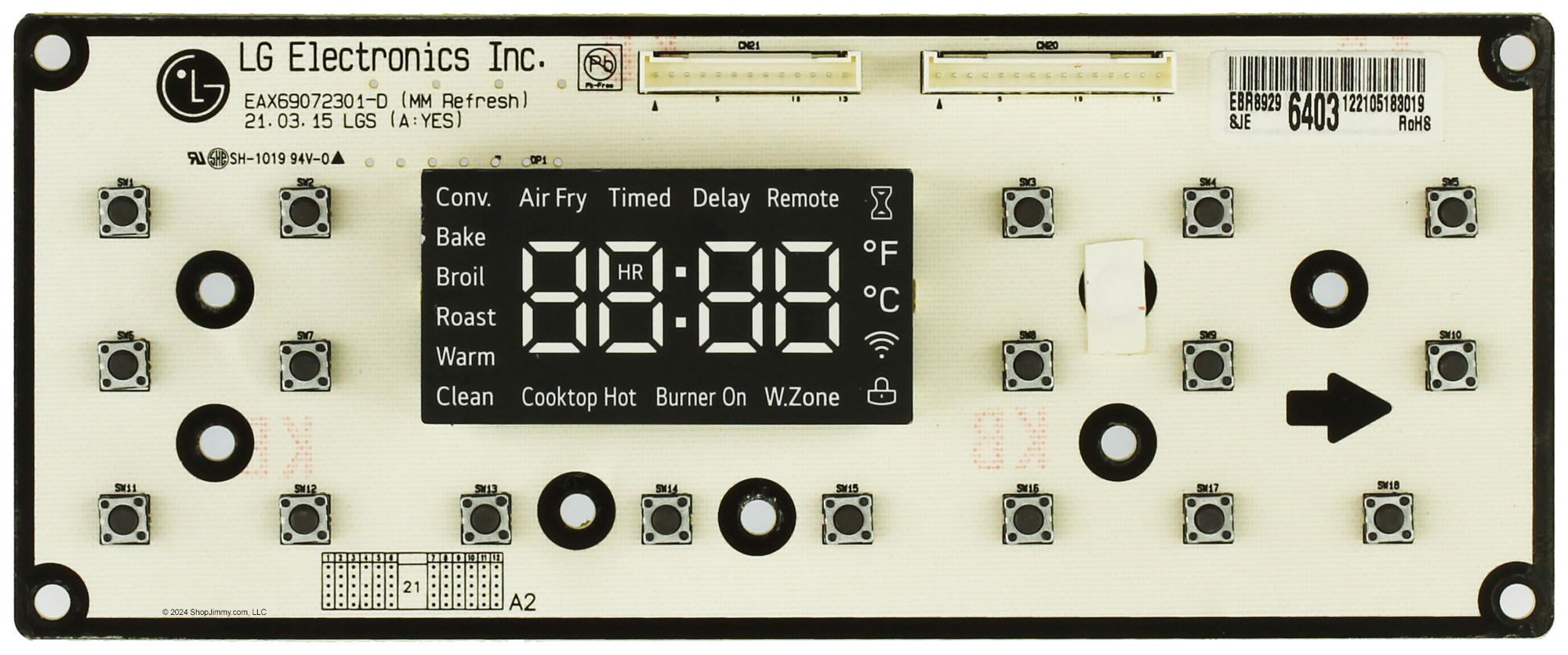 LG EBR89296403 Range Pcb Assembly,display