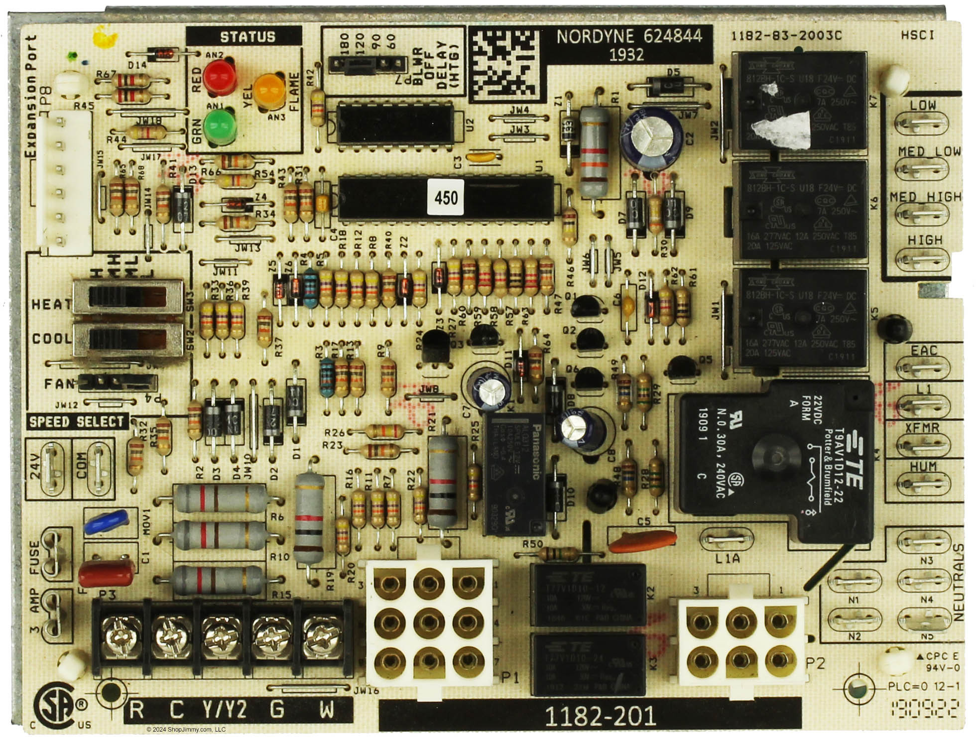 Nordyne 1182-201 624844 Furnace Control Circuit Board
