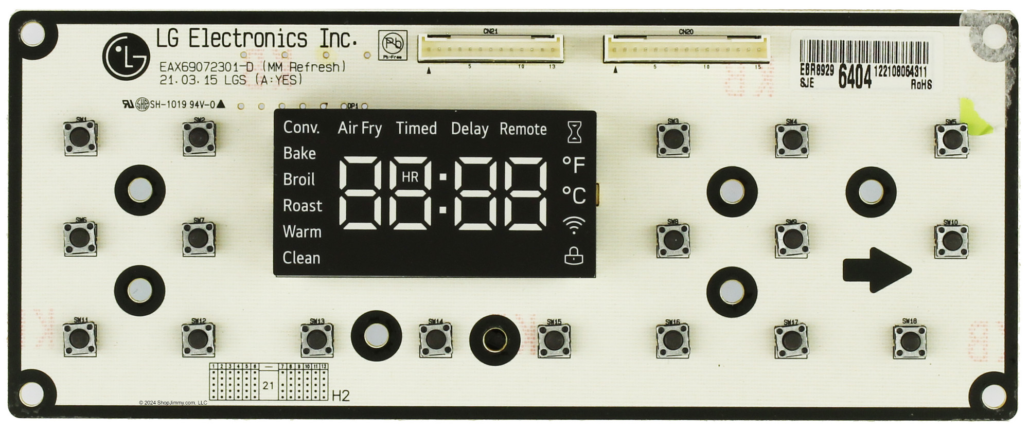 LG EBR89296404 Oven Range Control Board