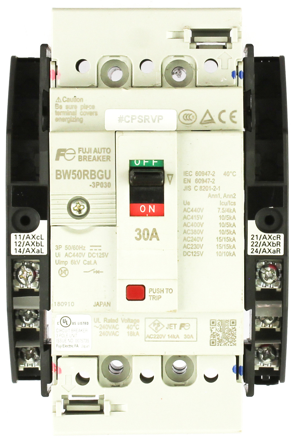 Fuji Electric BW50RBGU-3P030 3 Pole 30A Circuit Breaker