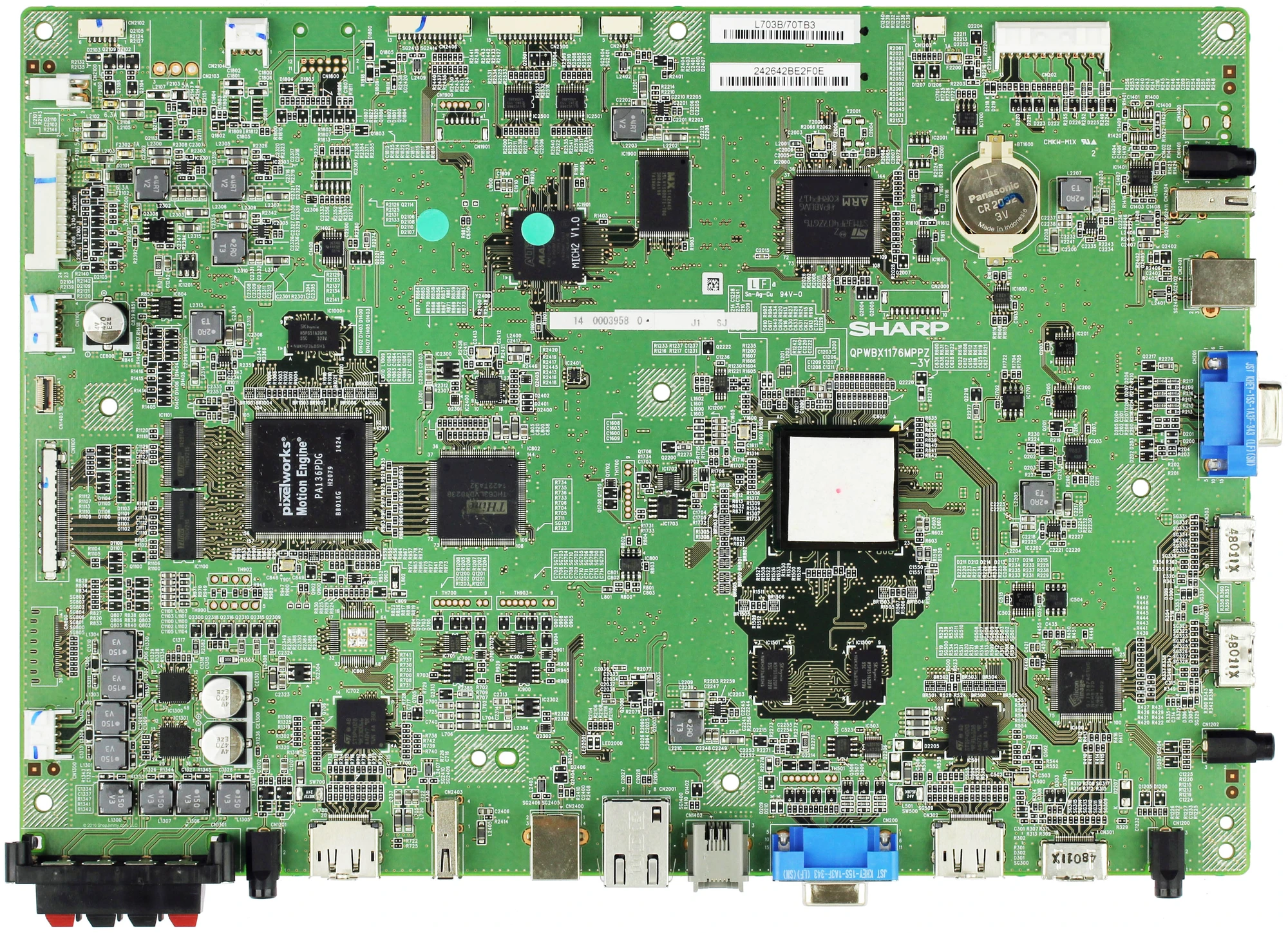Sharp CPWBX1176MP52 Main Board PN-L703B