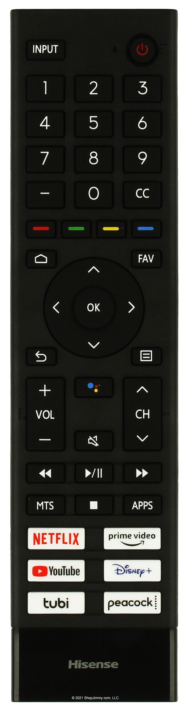 Hisense 299102 Netflix YouTube Tubi Prime Video Dinsey+ Remote Control ...