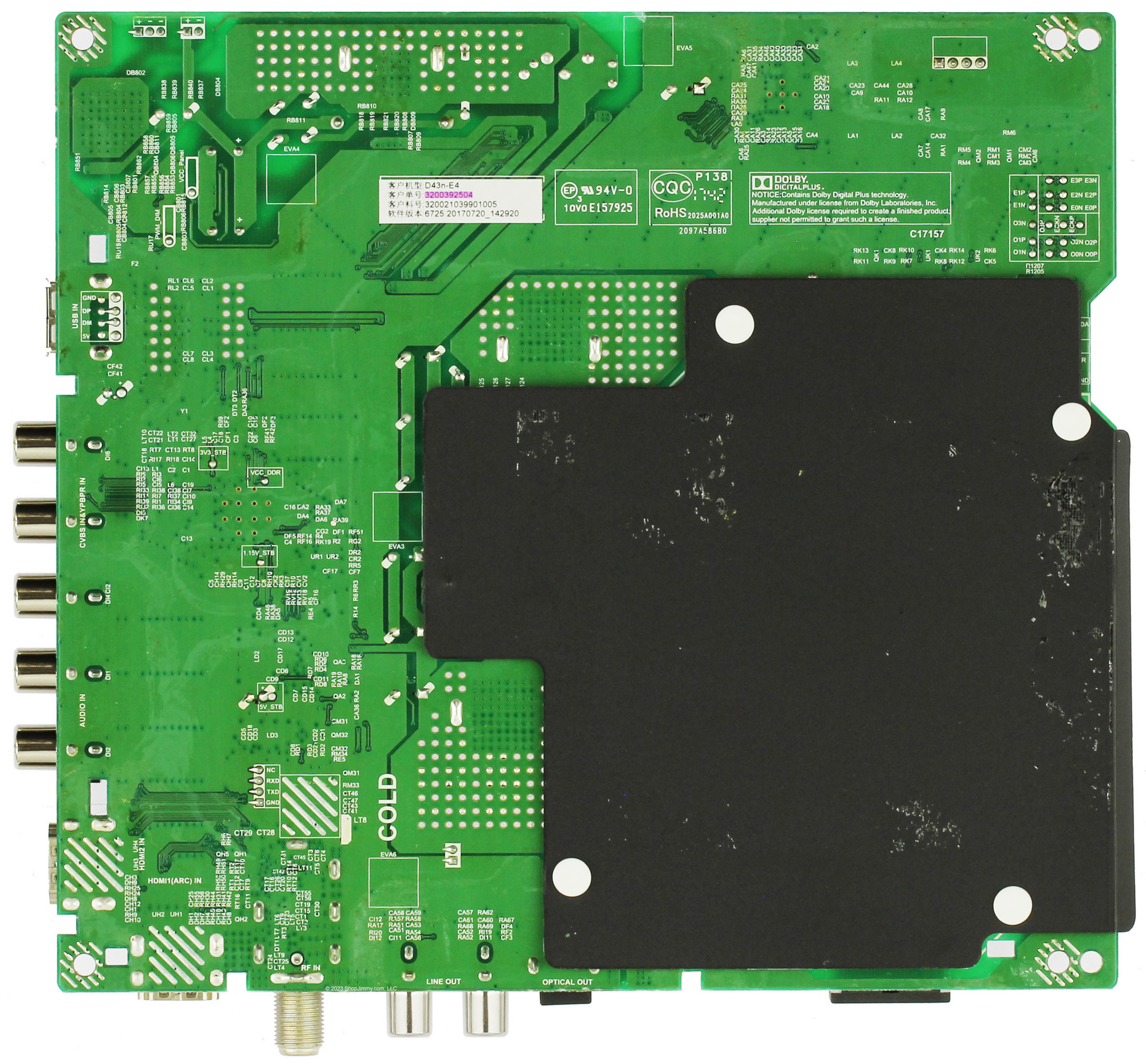 Vizio 3200392504 Main Board for D43N-E4 (LHBFVNKT)