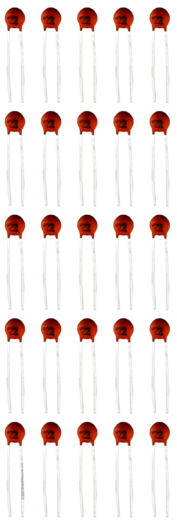 Lot of 25 50PT22 22pf @ 50V Ceramic Capacitor