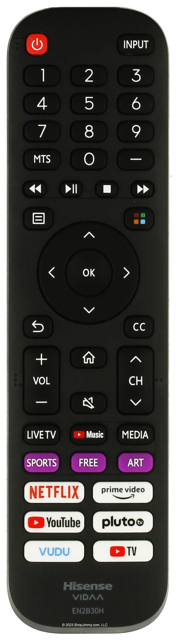 Hisense 266543 EN2B30H Netflix Prime YouTube Pluto Vudu Remote Control ...