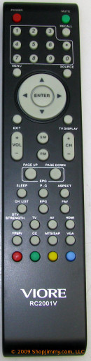 Viore 504C2411102 (RC2001V) Remote Control