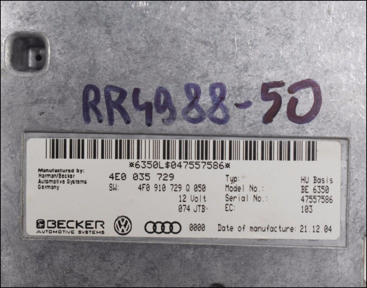 AUDI A6 A8 Q7 MULTIMEDIA CONTROL HEAD MMI-2G HIGH 4E0035729 4F1910732D