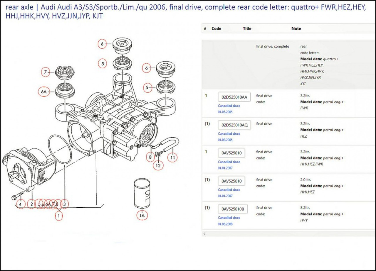 VW VOLKSWAGEN AUDI HALDEX REAR DIFF DIFFERENTIAL PETROL GOLF 4MOTION ...