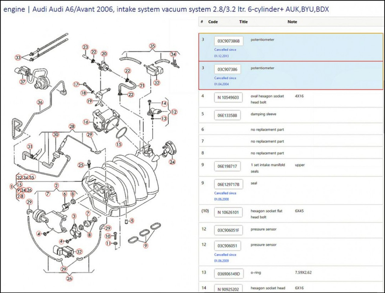 AUDI A4 A6 A8 2.8L 3.2L V6 FSI INTAKE MANIFOLD VACUUM FLAP POSITION ...