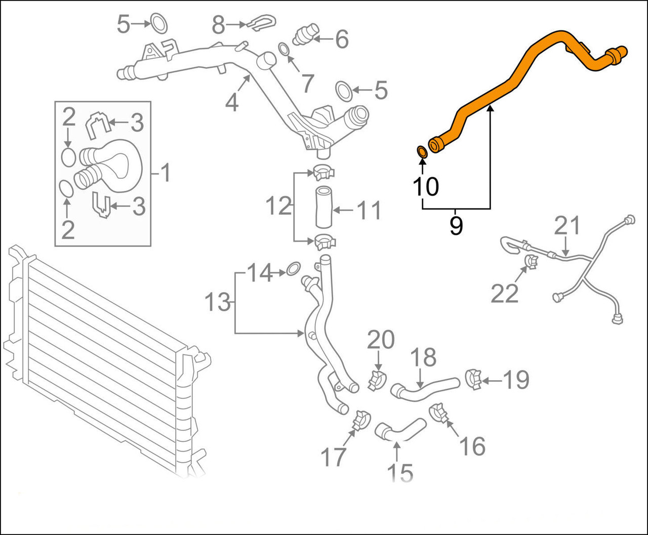 AUDI VW VOLKSWAGEN V6 COOLANT RETURN PIPE TOUAREG A4 A5 A6 A7 Q5 Q7 3 ...