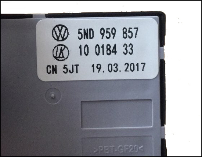 VW VOLKSWAGEN MASTER WINDOW SWITCH 5ND959857 5K4959857 5K4959857A GOLF ...