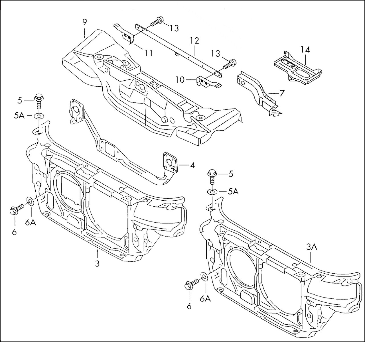 AUDI A4 B5 B5.5 4-CYLINDER PETROL AEB ADR RADIATOR SUPPORT LOCK PANEL ...