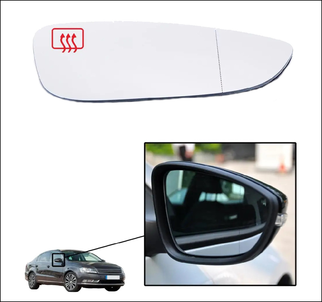 VW VOLKSWAGEN EXTERIOR DOOR MIRROR GLASS RHS RIGHT WITH BACKING PLATE ...
