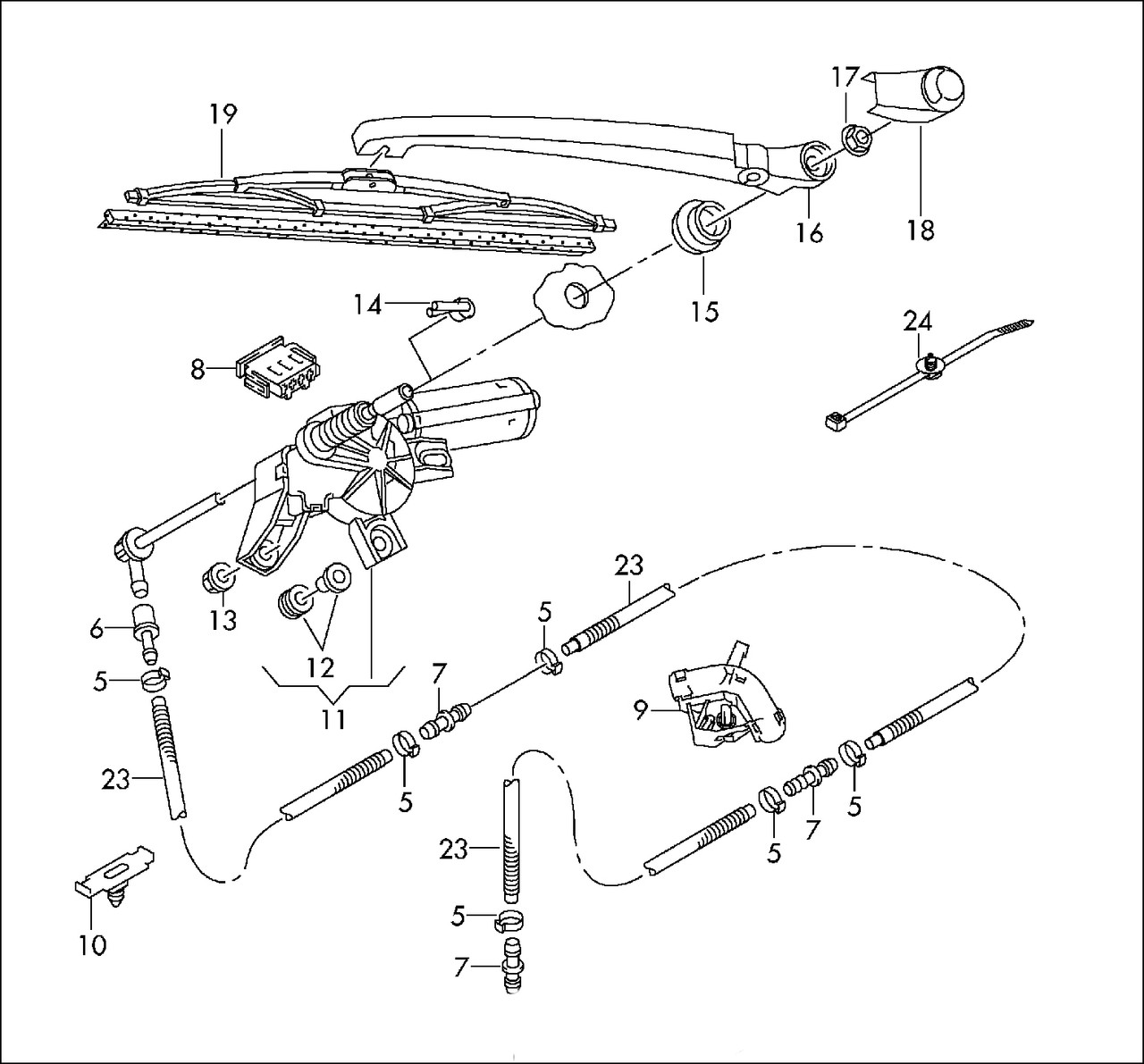 VW VOLKSWAGEN AUDI TOUAREG 7P A1 A4 B8 Q3 Q5 REAR WINDSCREEN WIPER ARM ...
