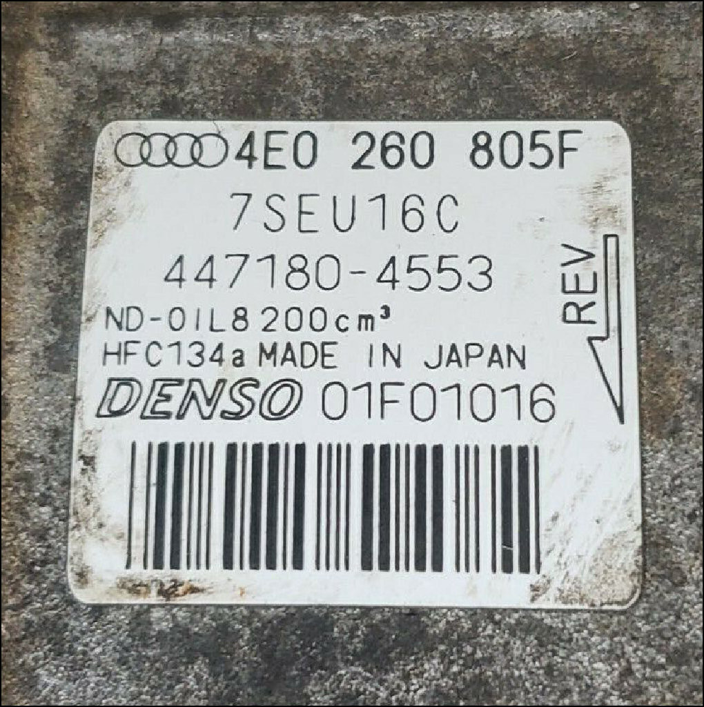 VW VOLKSWAGEN AUDI PORSCHE V8 AIRCON COMPRESSOR DENSO 4E0260805F ...