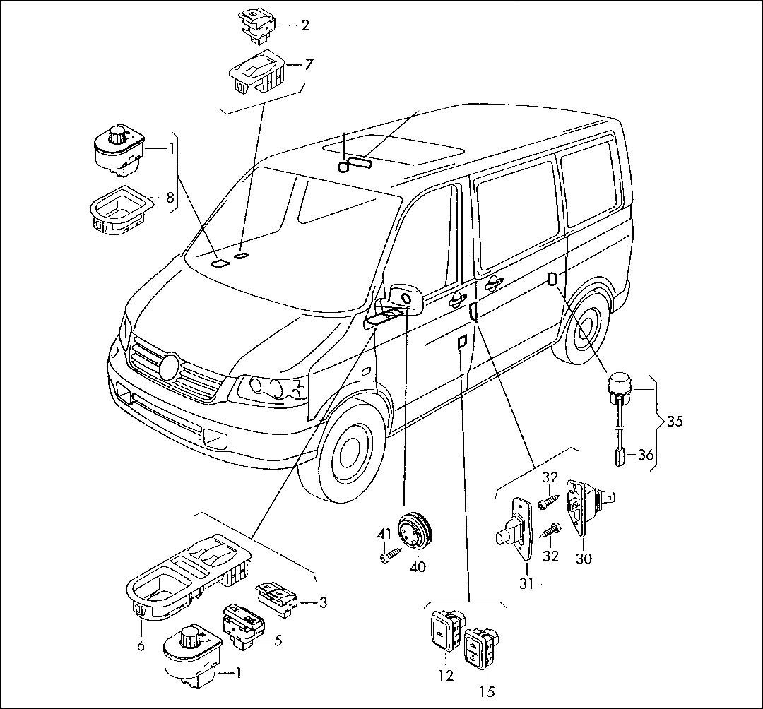 VW VOLKSWAGEN TRANSPORTER MULTIVAN T5 2003 - 2010 WINDOW SWITCH LEFT ...