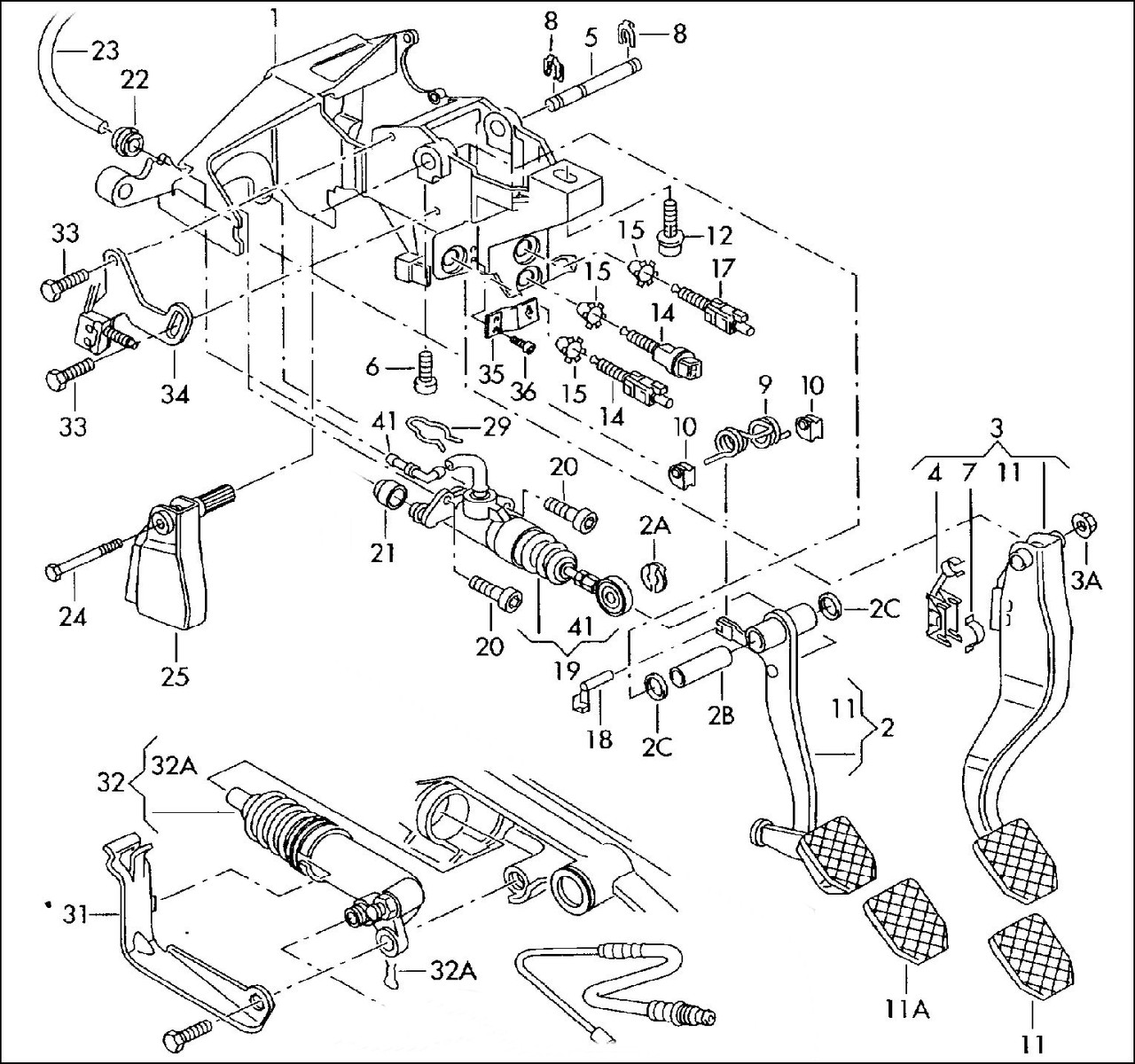 AUDI A4 B5 8D PRE-FACELIFT COMPLETE CLUTCH BRAKE PEDAL BOX MANUAL RHD ...