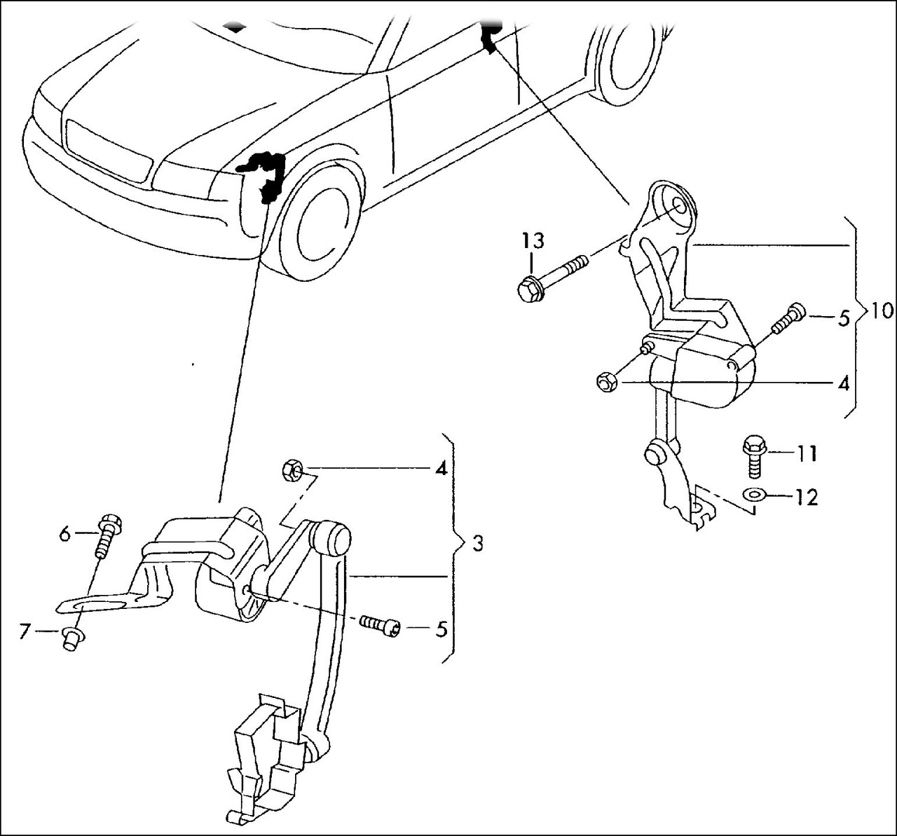AUDI A4 8E B6 B7 HEADLIGHT HEIGHT RANGE LEVEL SENSOR LEFT FRONT ...