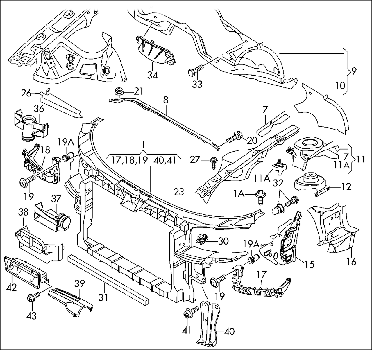 AUDI A3 8P FACELIFT 2009 - 2013 RADIATOR SUPPORT SLAM LOCK PANEL ...