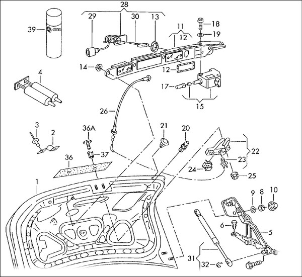 REAR BOOT TRUNK LID LOCK LATCH WITH SWITCH 3B5827505M VW VOLKSWAGEN ...