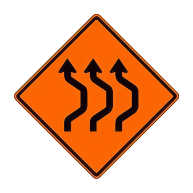 W24-1b Double Reverse Curve (3 Lane)