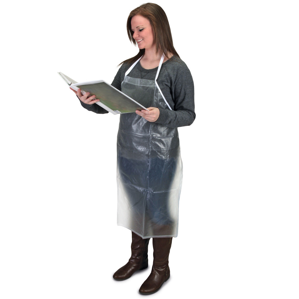 Protective Aprons, Transparent Vinyl with Cotton Ties, 66 x 94cm ...