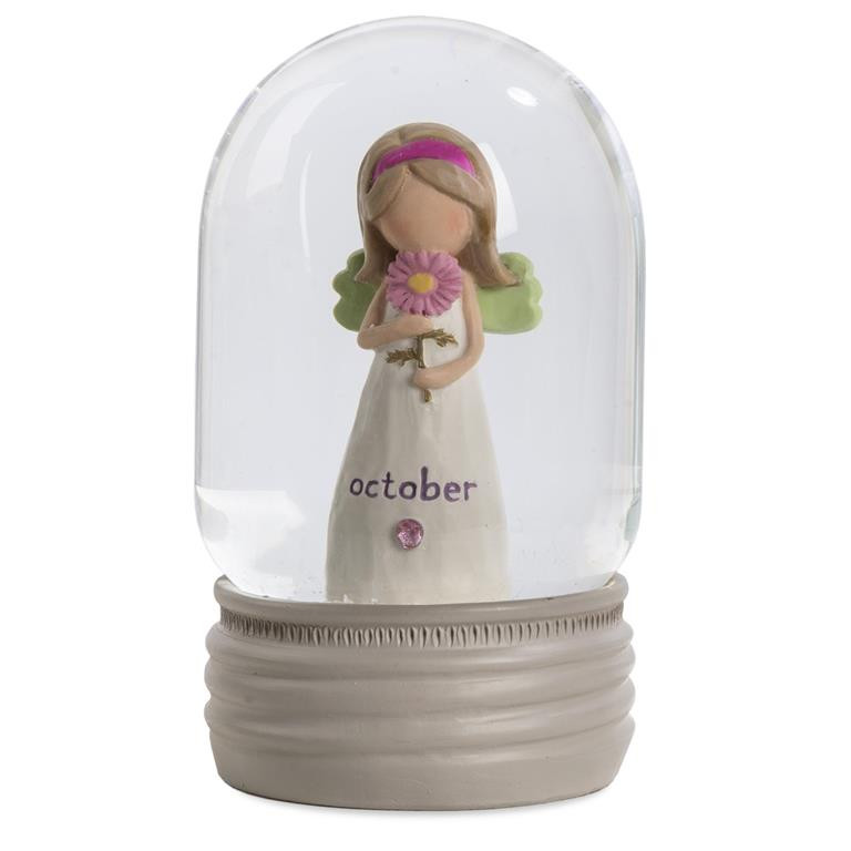 Birthstone Angel Snowglobe - October