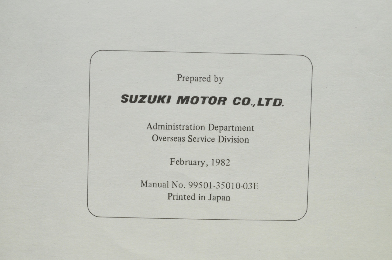 Vintage 1982 Suzuki GS550 M GS550 MZ Shop Service SUPPLEMENT Manual ...