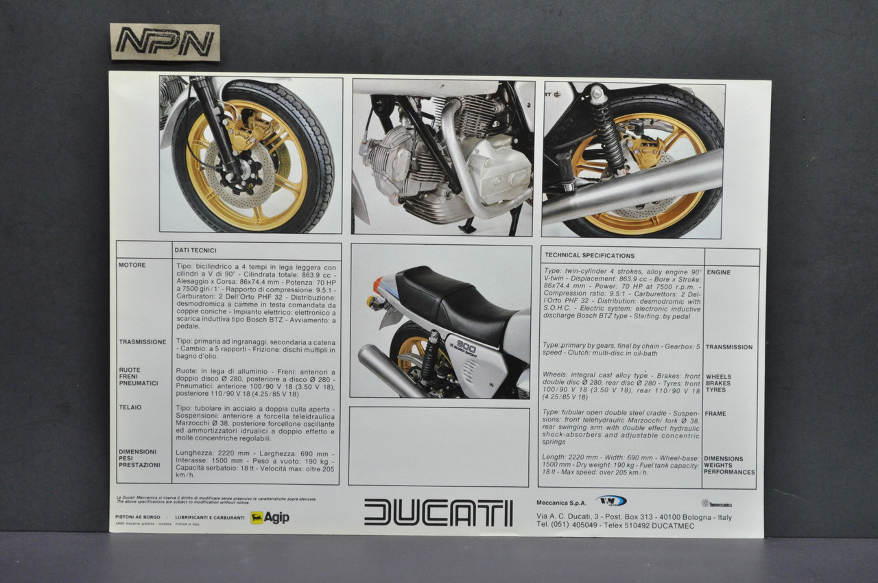 Vintage NOS 1981 Ducati 900 SS Super Sport Desmo Motorcycle Sales ...