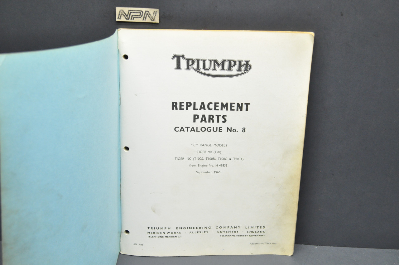 Vtg 1966 Triumph T90 Tiger 90 T100 S T100 R T100 C T100 T Tiger 100 ...