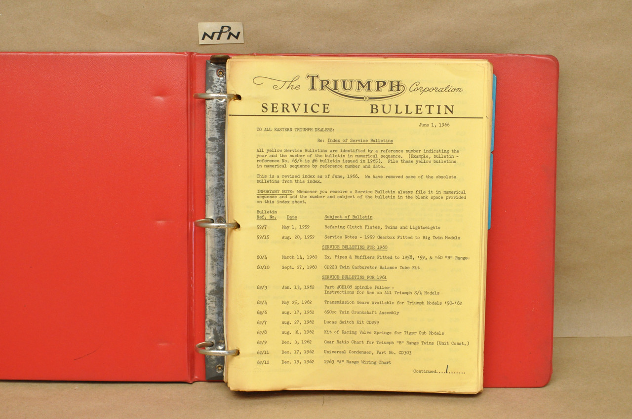Vintage 1966-1969 Triumph Motorcycle Dealer Service Bulletins - NOS ...